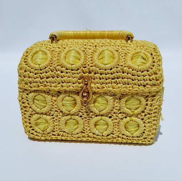 Vintage | Bags | Stunning Yellow Vintage Mini Structured Bag | Poshmark